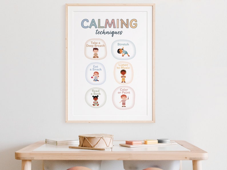 Calming Corner Poster Classroom Calm Down Decor Feelings Chart Boho ...
