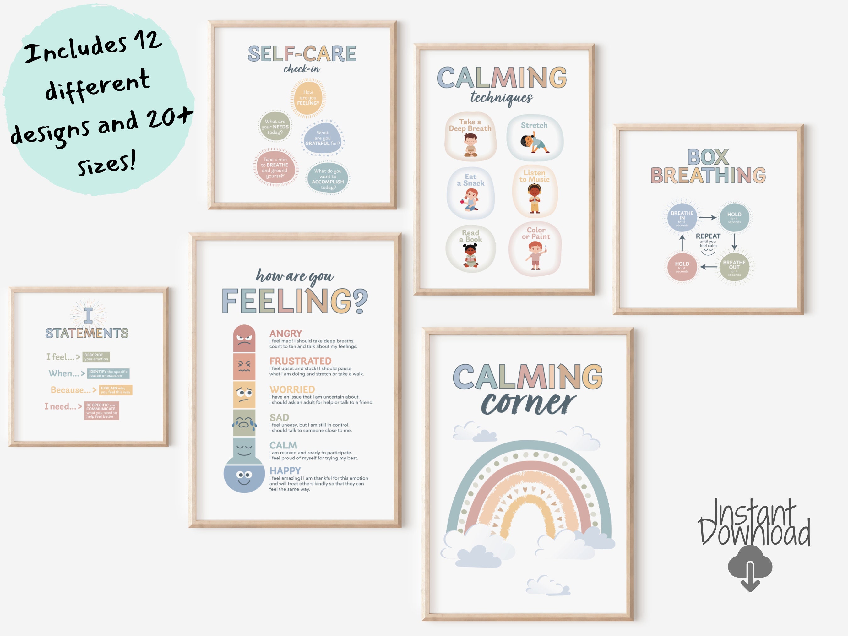 12 Calm Down Corner Posters Calm Down Kit Calming Decor Print Counselor ...