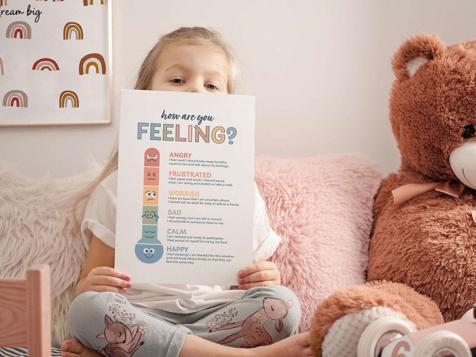 Calming Corner Poster Feelings Chart for Kids Classroom Calm Down Decor ...