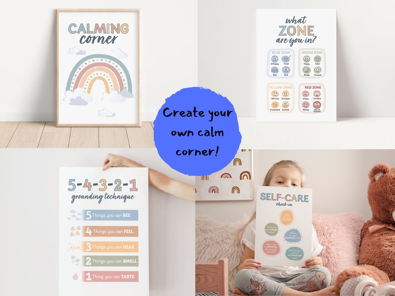 6 Calm Down Corner Posters Calm Down Kit Calming Decor Print Counselor ...