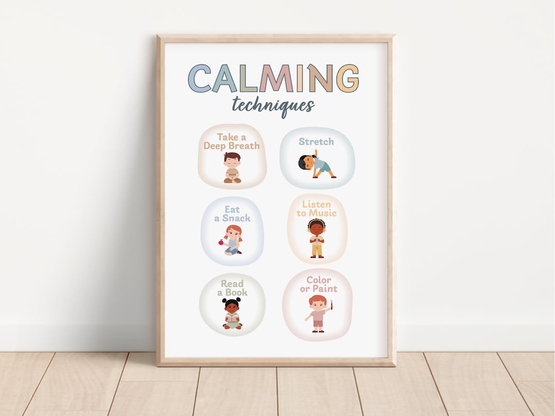 Calming Corner Poster Classroom Calm Down Decor Feelings Chart Boho ...