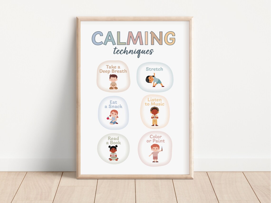 Calming Corner Poster Classroom Calm Down Decor Feelings Chart Boho ...