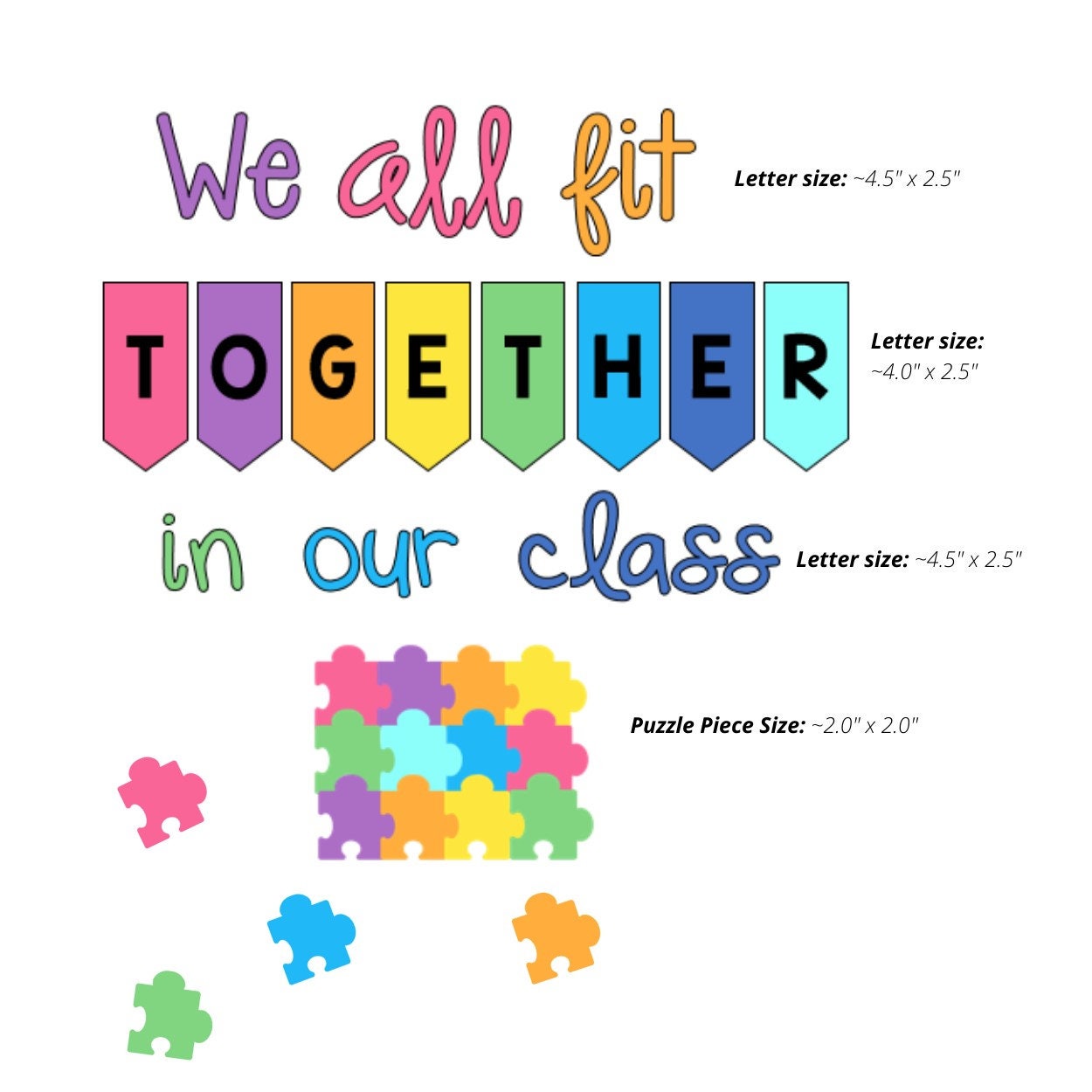 Classroom Puzzle Decoration Set We All Fit Together in | Etsy