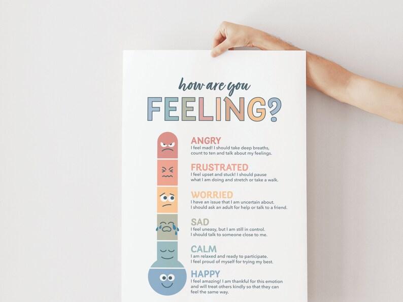 Calming Corner Poster Feelings Chart for Kids Classroom Calm Down Decor ...