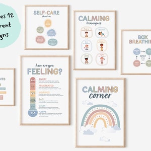 Set of 12 Boho Calm Down Corner Posters Classroom Calming Strategies ...