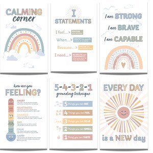 Set of 12 Boho Calm Down Corner Posters Classroom Calming Strategies ...