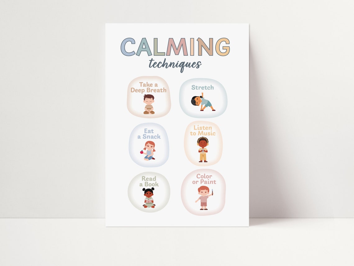 Calming Corner Poster Classroom Calm Down Decor Feelings Chart Boho ...