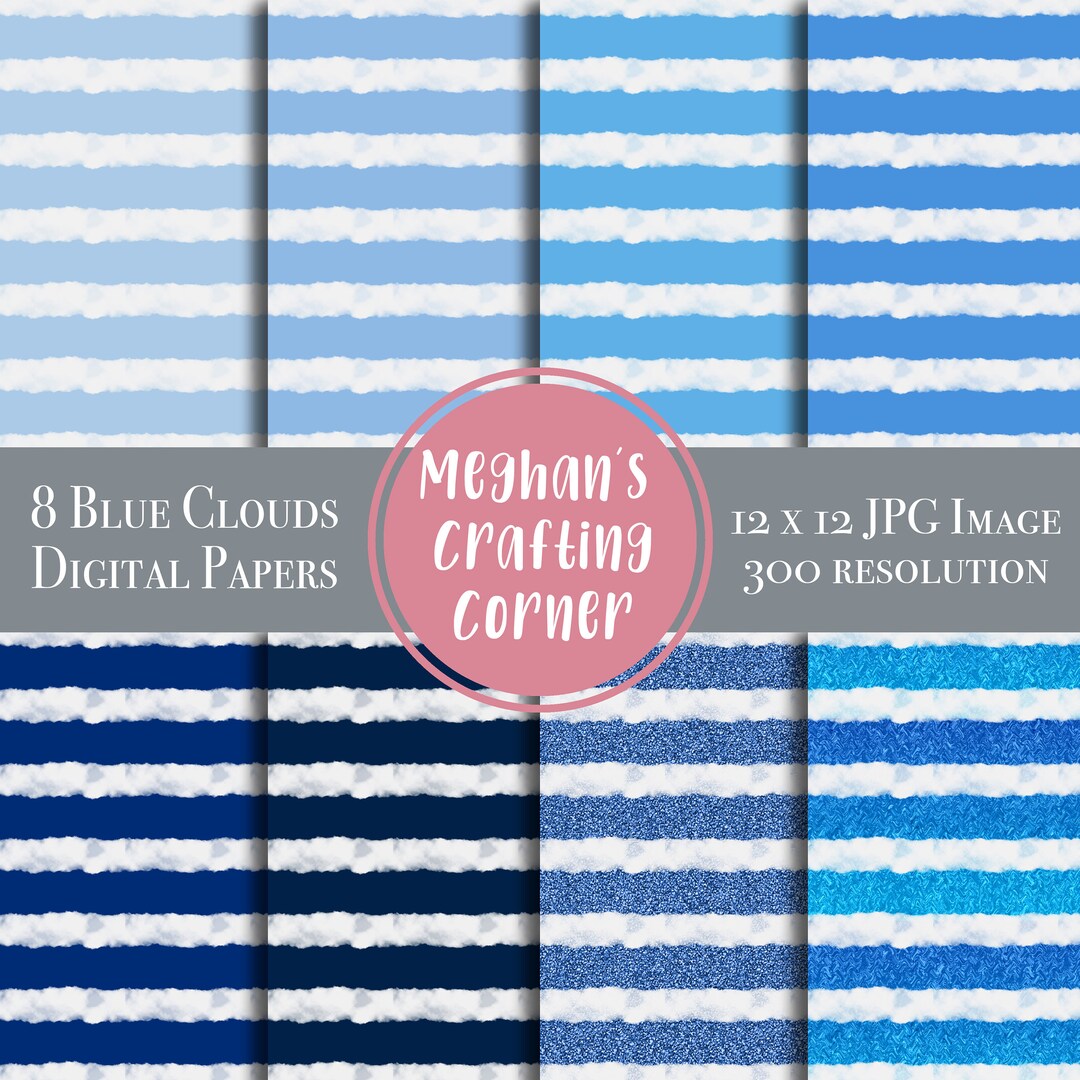 Blue Cloud Digital Paper 12 X 12 / Scrapbooking Paper / Sublimation ...