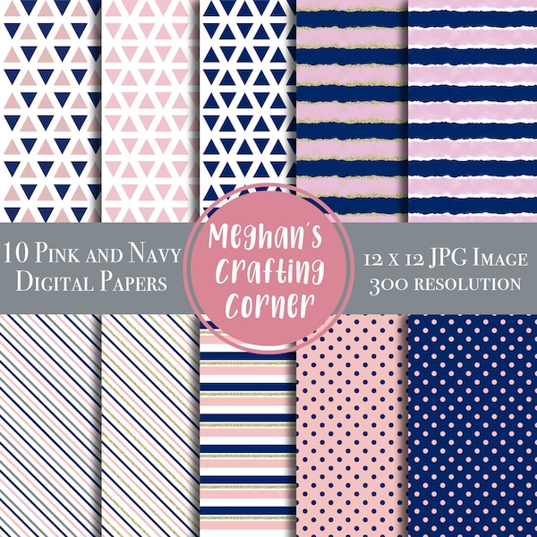 Pink and Navy - Etsy