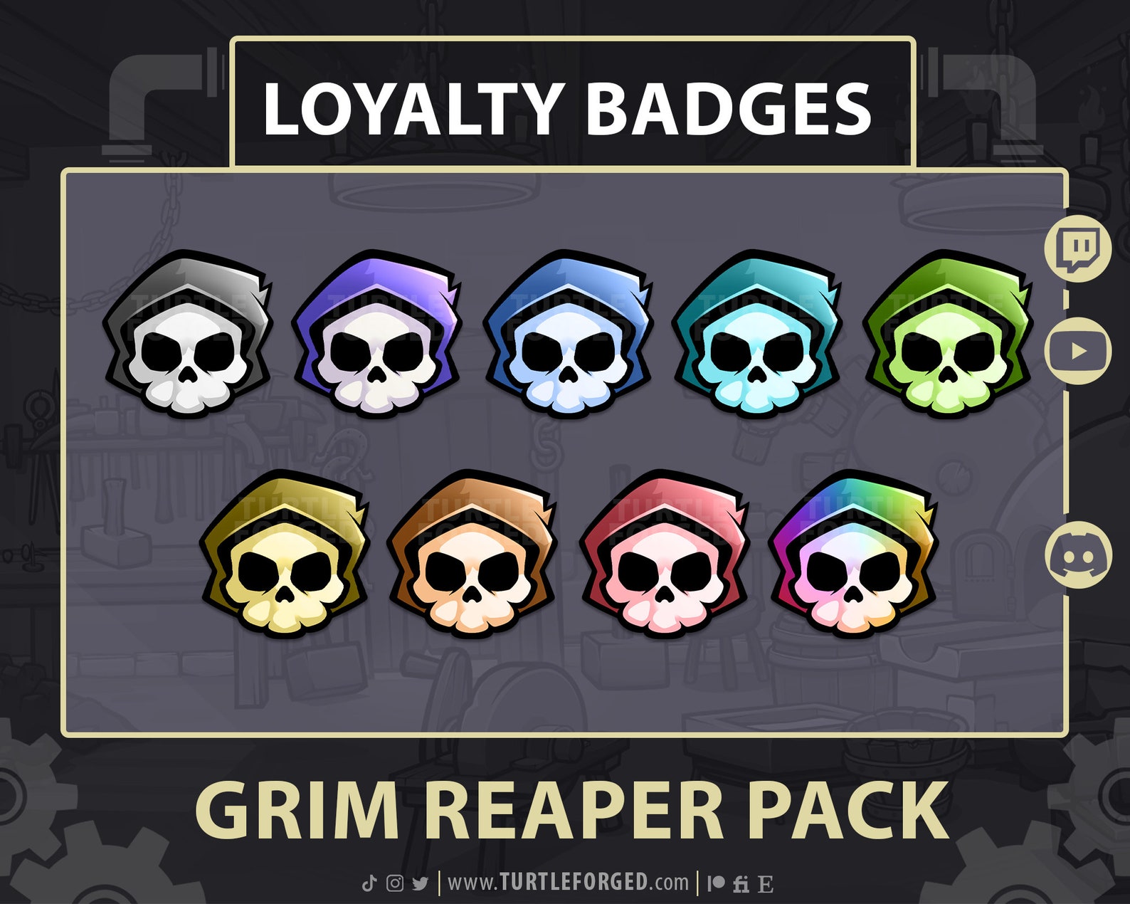 Grim Reaper Sub Badges Subscriber Loyalty Bit Twitch Icons Cartoon Grim ...
