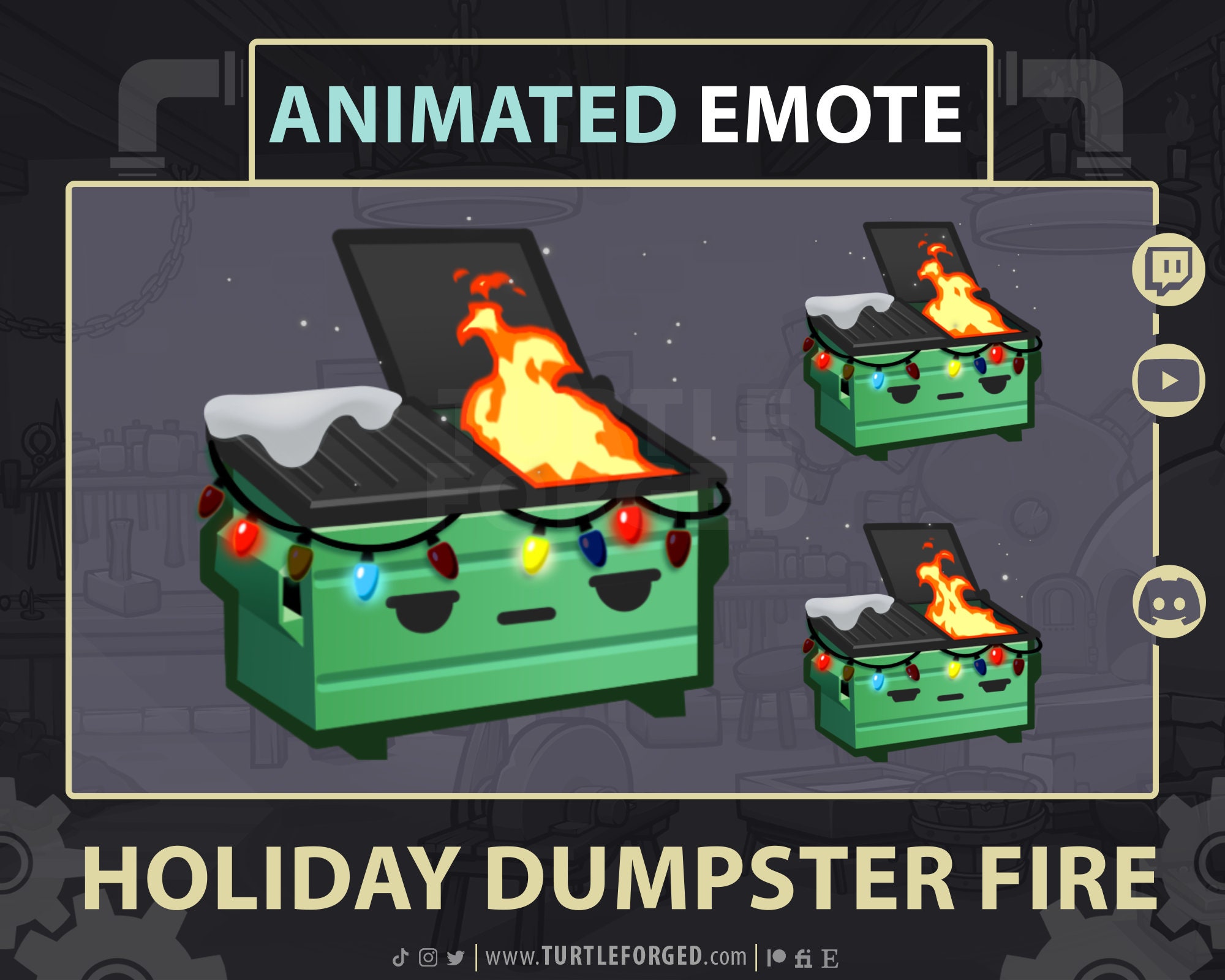 Animated Holiday Dumpster Fire Emote: Twitch, Discord, Youtube (GIF) - Etsy