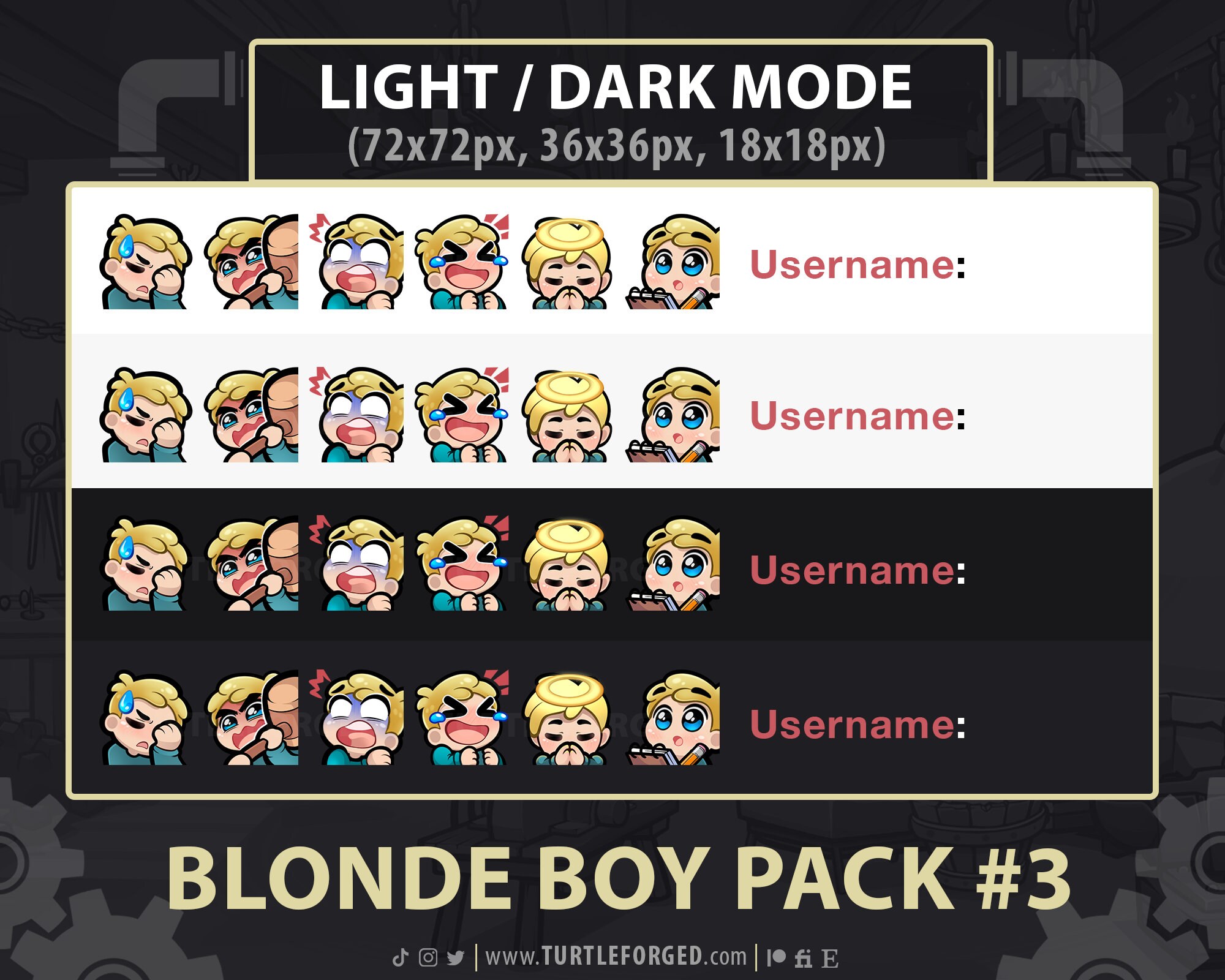 Cute Cartoon Guy Emote Pack 3 blonde Hair, Blue Eyes Facepalm, Ban ...