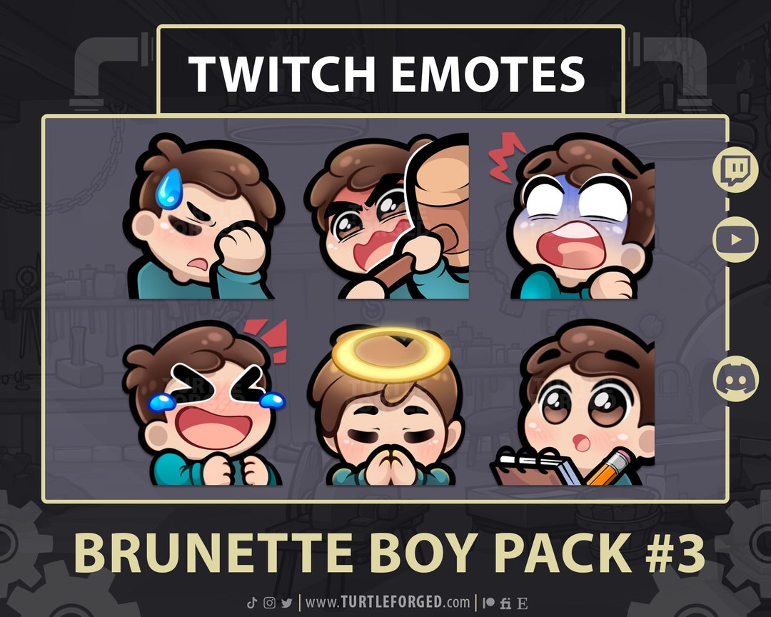 Cute Cartoon Guy Emote Pack #3 (brown Hair, Brown Eyes) | Facepalm, Ban ...