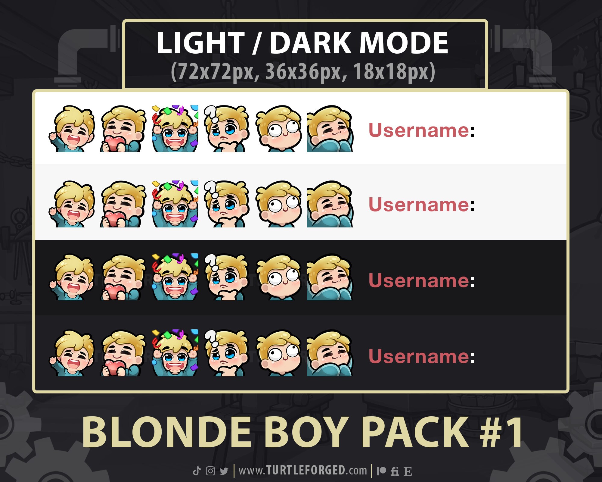 Cute Cartoon Guy Emote MEGAPACK (blonde Hair, Blue Eyes) | Includes 18 ...
