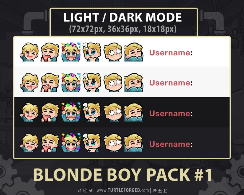 Cute Cartoon Guy Emote Pack 1 blonde Hair, Blue Eyes Wave, Heart, Hype ...