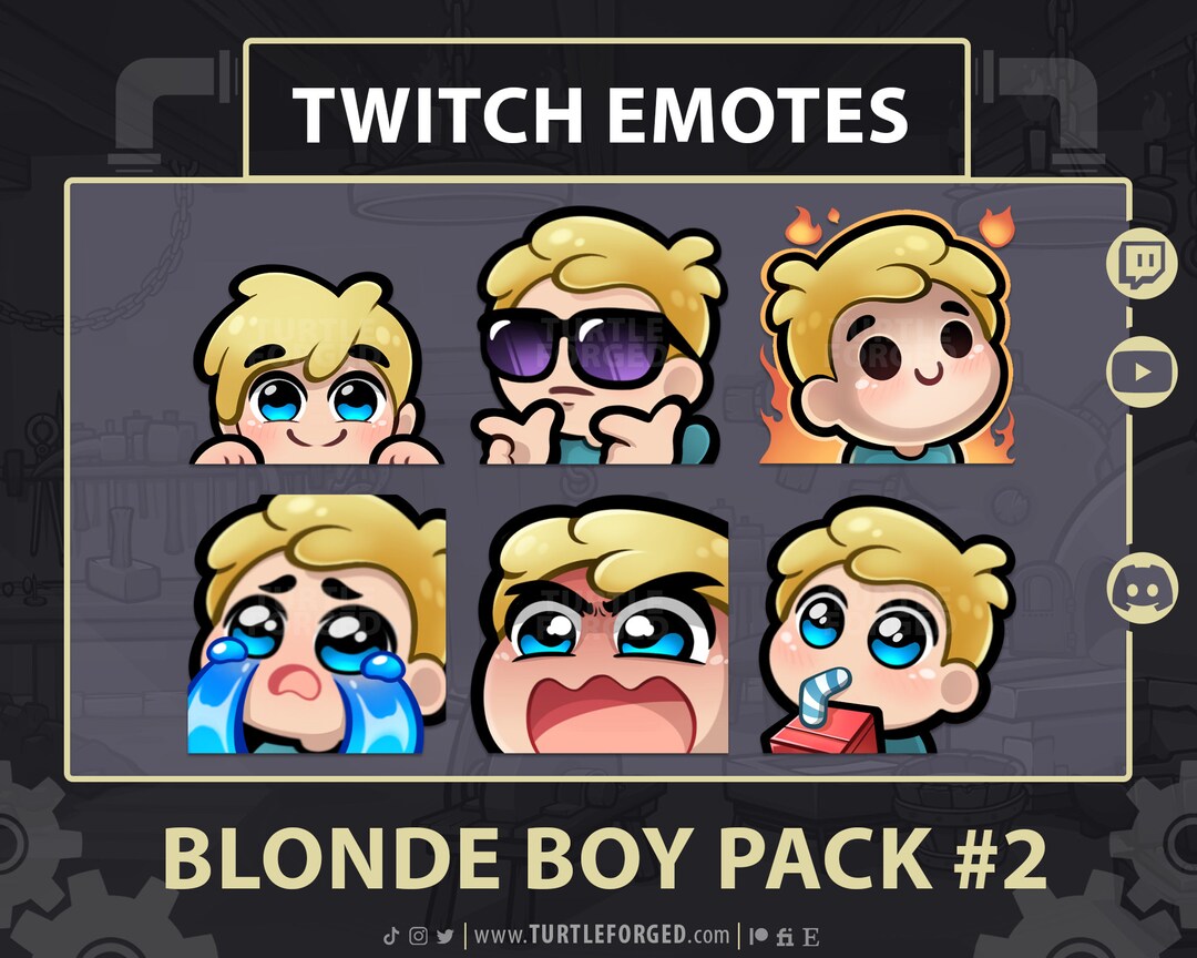 Cute Cartoon Guy Emote Pack #2 (blonde Hair, Blue Eyes) | Lurk, Finger ...