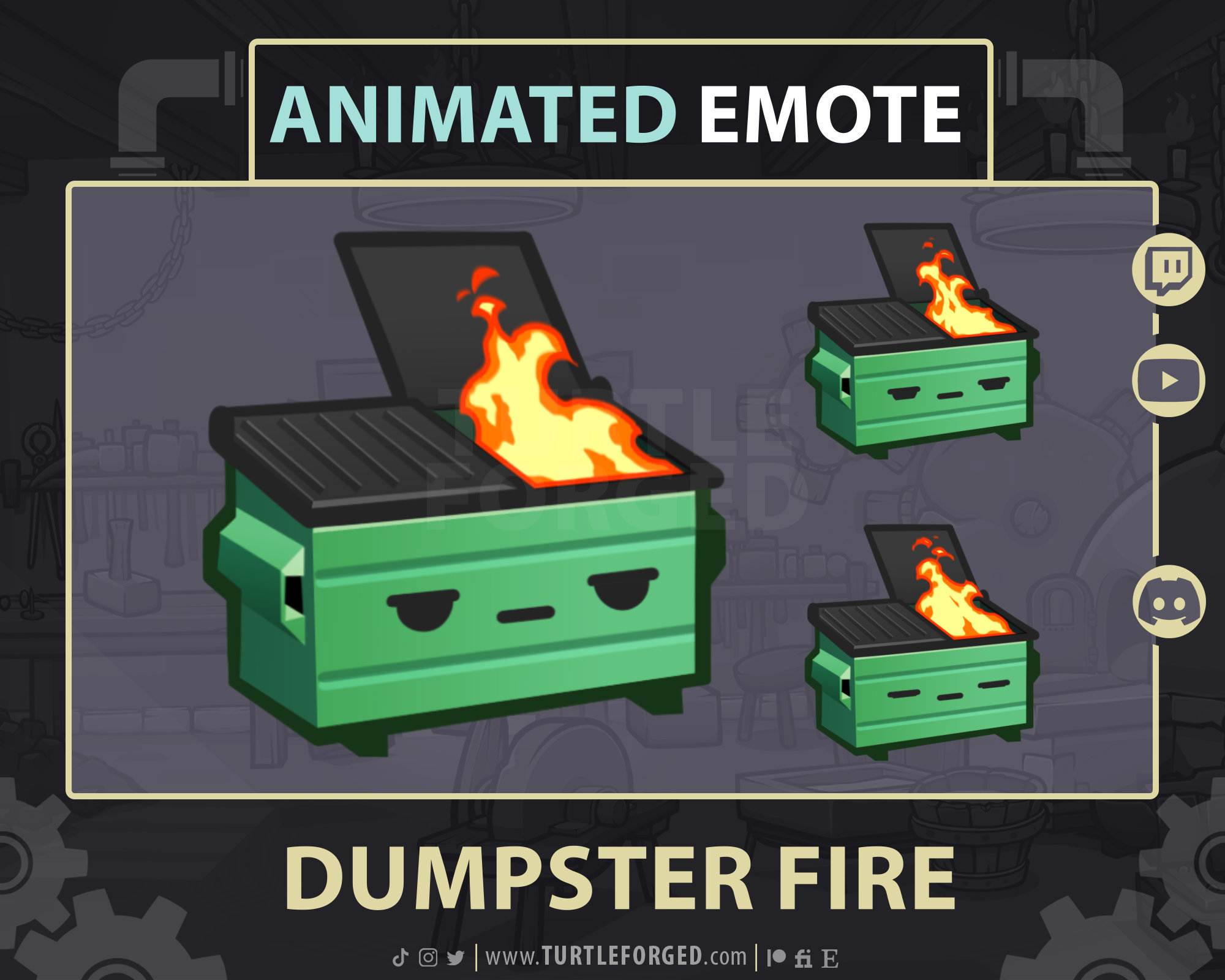 ANIMATED Green Dumpster Fire Emote - Twitch Discord Youtube! // Garbage ...