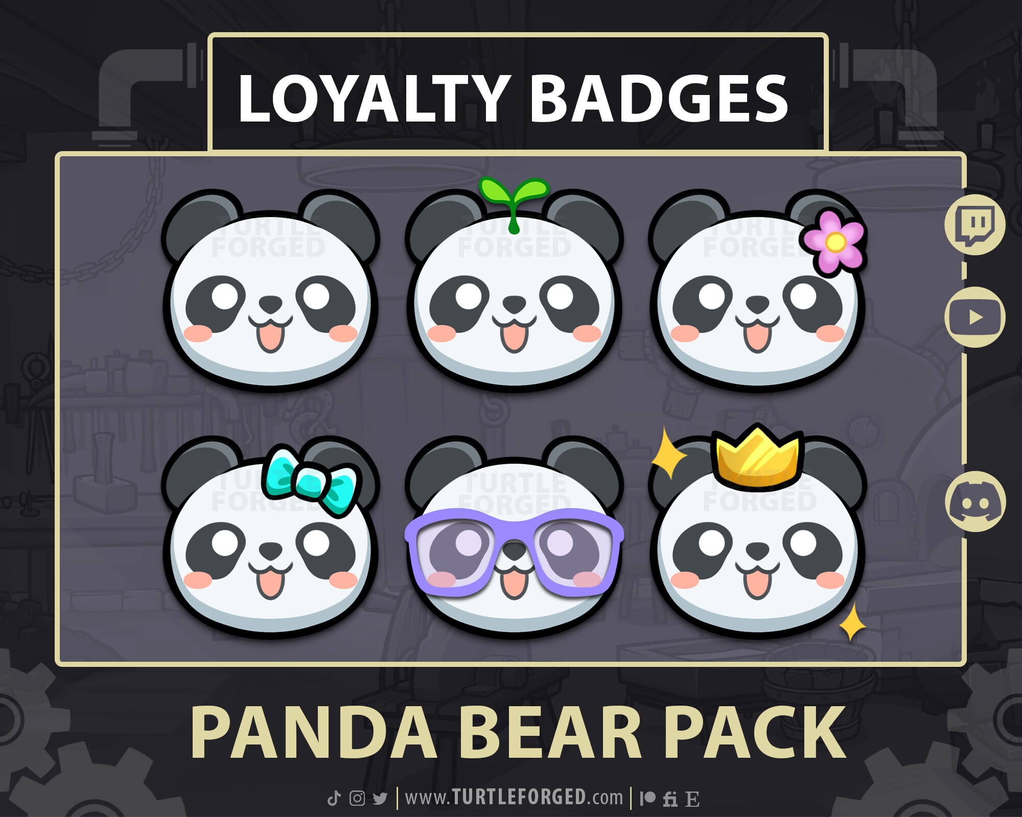 Panda Bear Subscriber/loyalty/bit Badges Cute Chibi Cartoon - Etsy