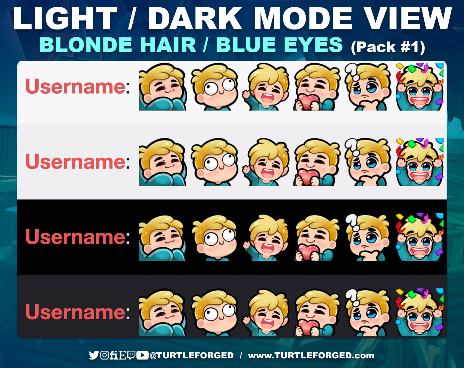 Cute Cartoon Guy Emote Pack 1 blonde Hair Blue Eyes - Etsy