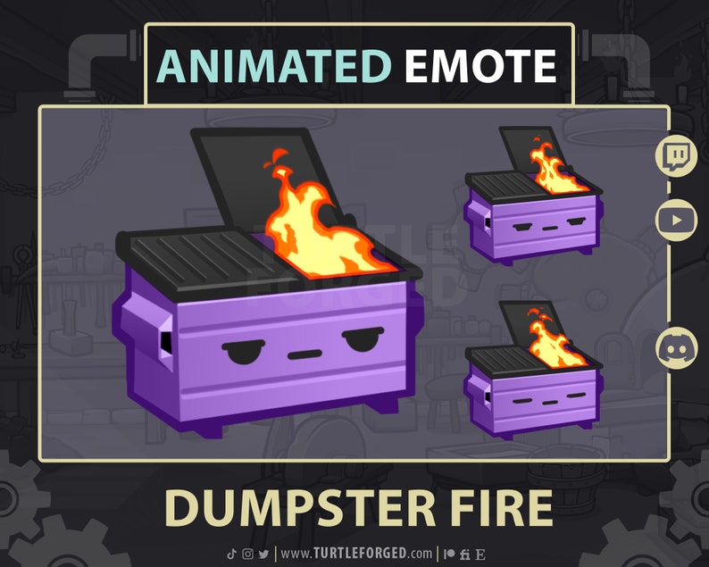ANIMATED Purple Dumpster Fire Emote Twitch Discord Youtube // Garbage ...