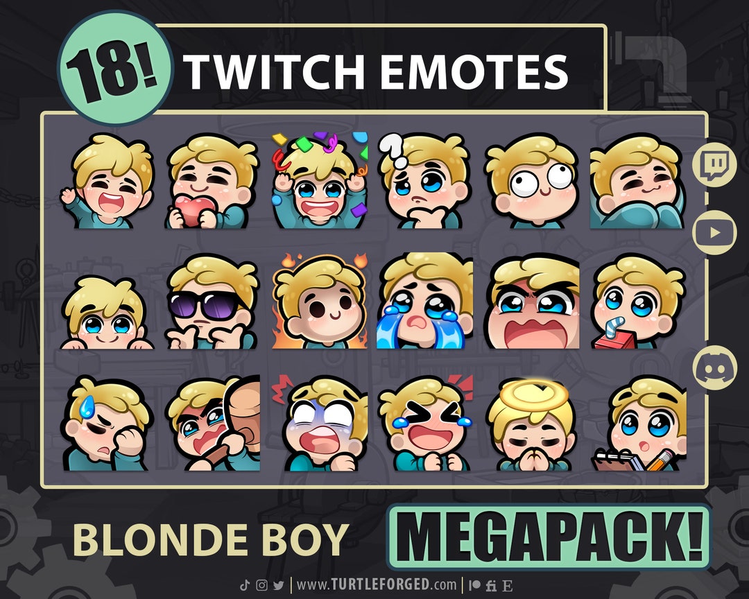 Cute Cartoon Guy Emote MEGAPACK (blonde Hair, Blue Eyes) | Includes 18 ...