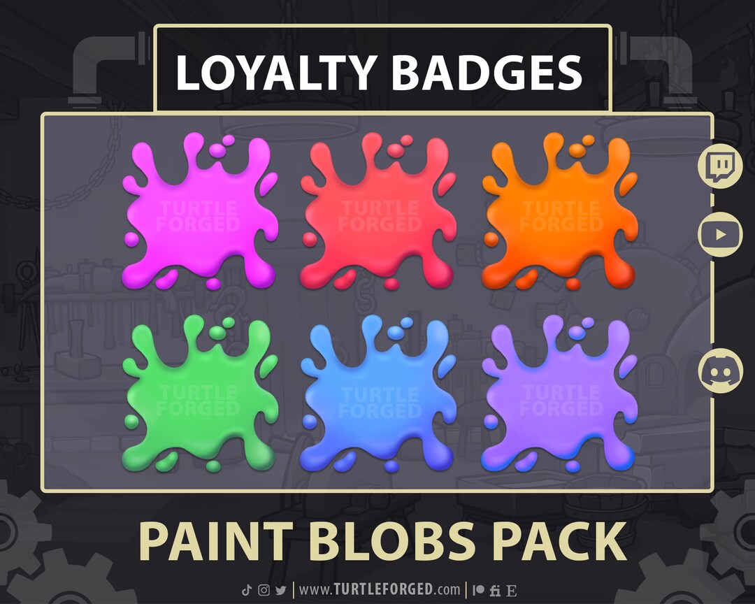 Paint Splatter Sub Badges: Twitch, Youtube, Discord Loyalty Icons ...
