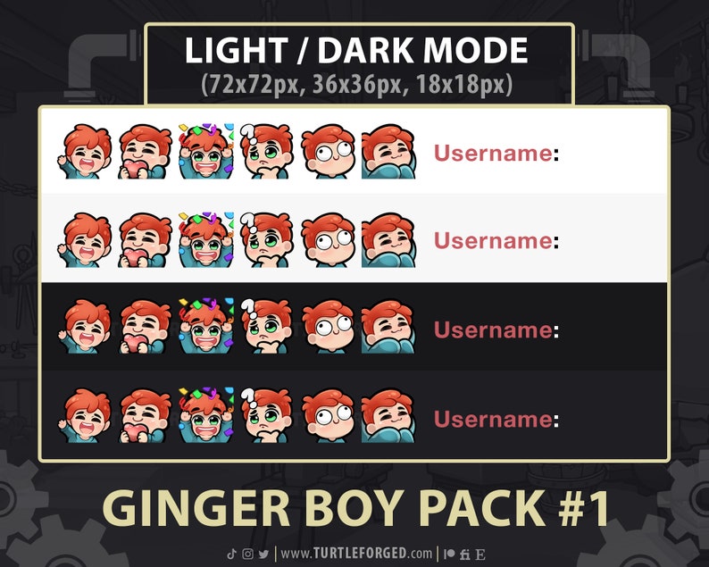 Ginger Hair Emote MEGAPACK: 18 Cartoon Guy Twitch/discord Emotes ...
