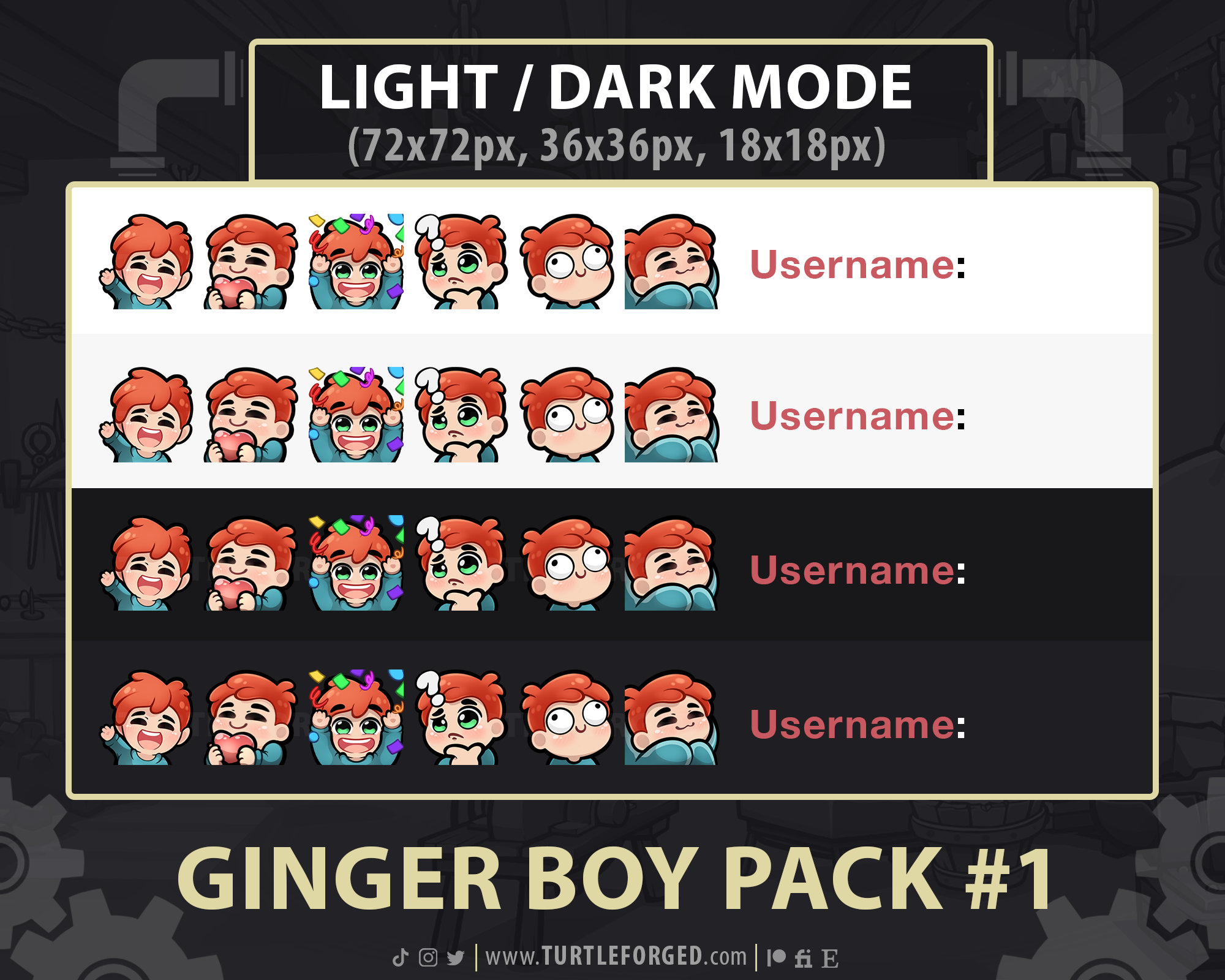 Ginger Hair Emote MEGAPACK: 18 Cartoon Guy Twitch/discord Emotes ...