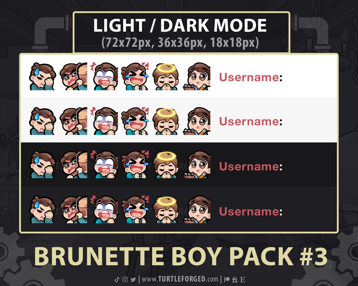 Cute Cartoon Guy Emote Pack 3 brown Hair, Brown Eyes Facepalm, Ban ...