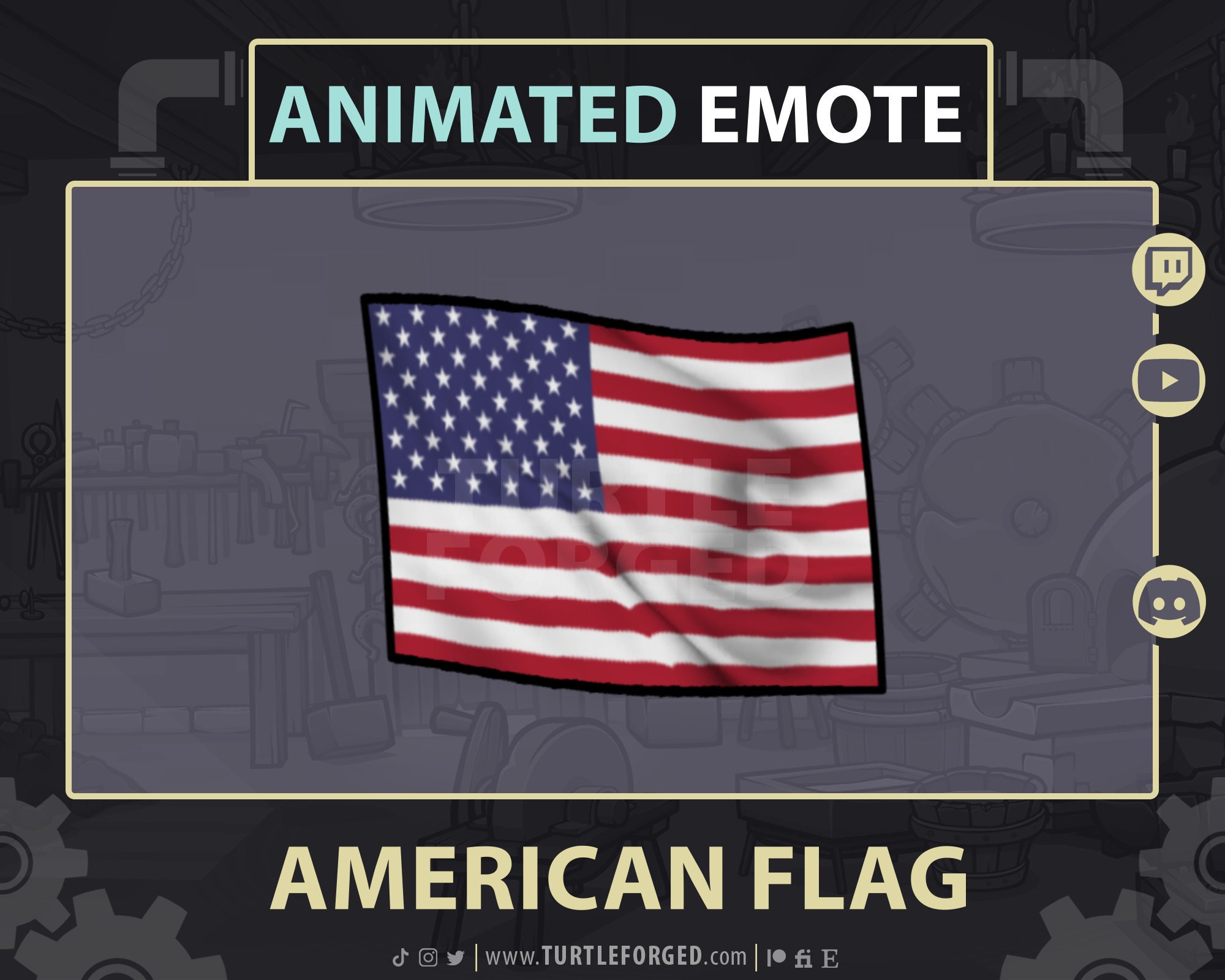 ANIMATED American Flag Emote - Twitch Discord Youtube! // USA Stars ...