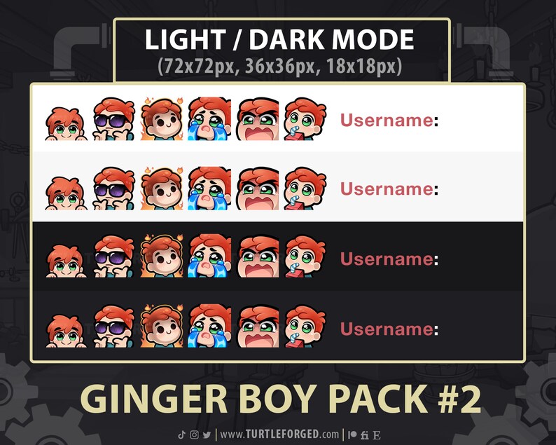 Ginger Hair Emote MEGAPACK: 18 Cartoon Guy Twitch/discord Emotes ...
