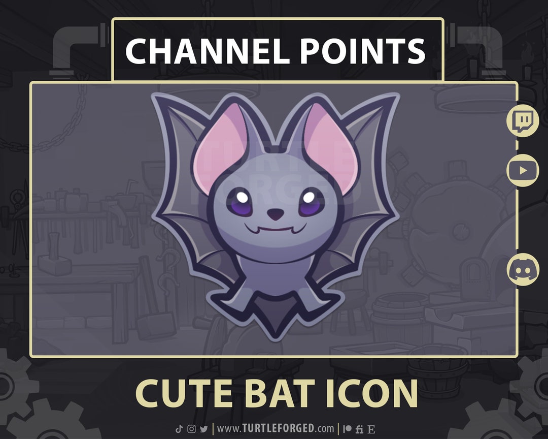 Cute Bat Channel Points | Twitch Icon Badge Emote | Cute Kawaii Cartoon ...