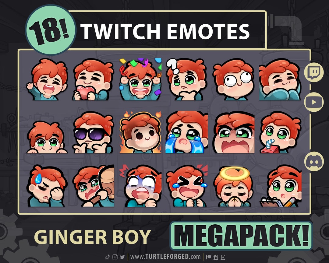 Ginger Hair Emote MEGAPACK: 18 Cartoon Guy Twitch/discord Emotes ...