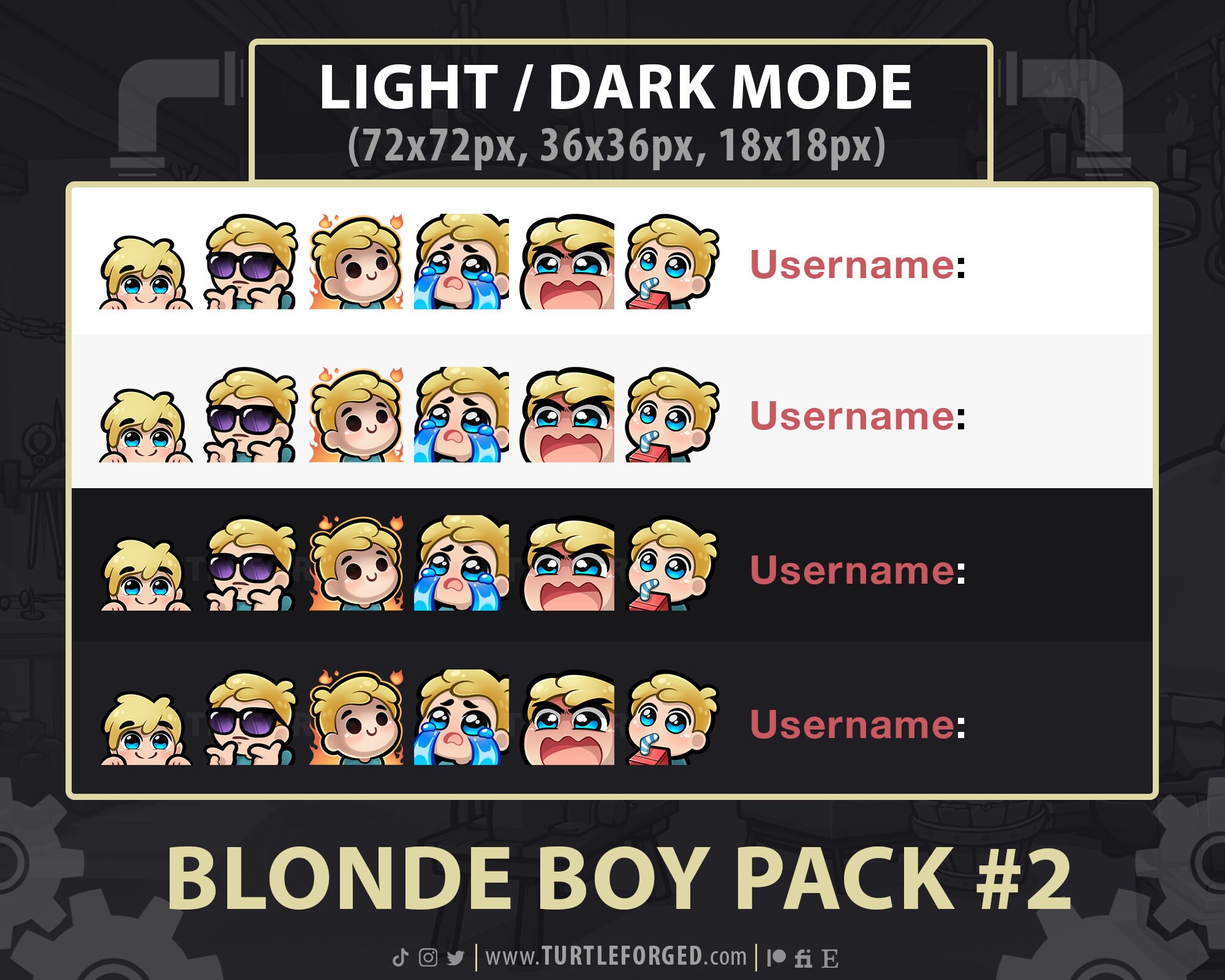 Cute Cartoon Guy Emote Pack #2 (blonde Hair, Blue Eyes) | Lurk, Finger ...