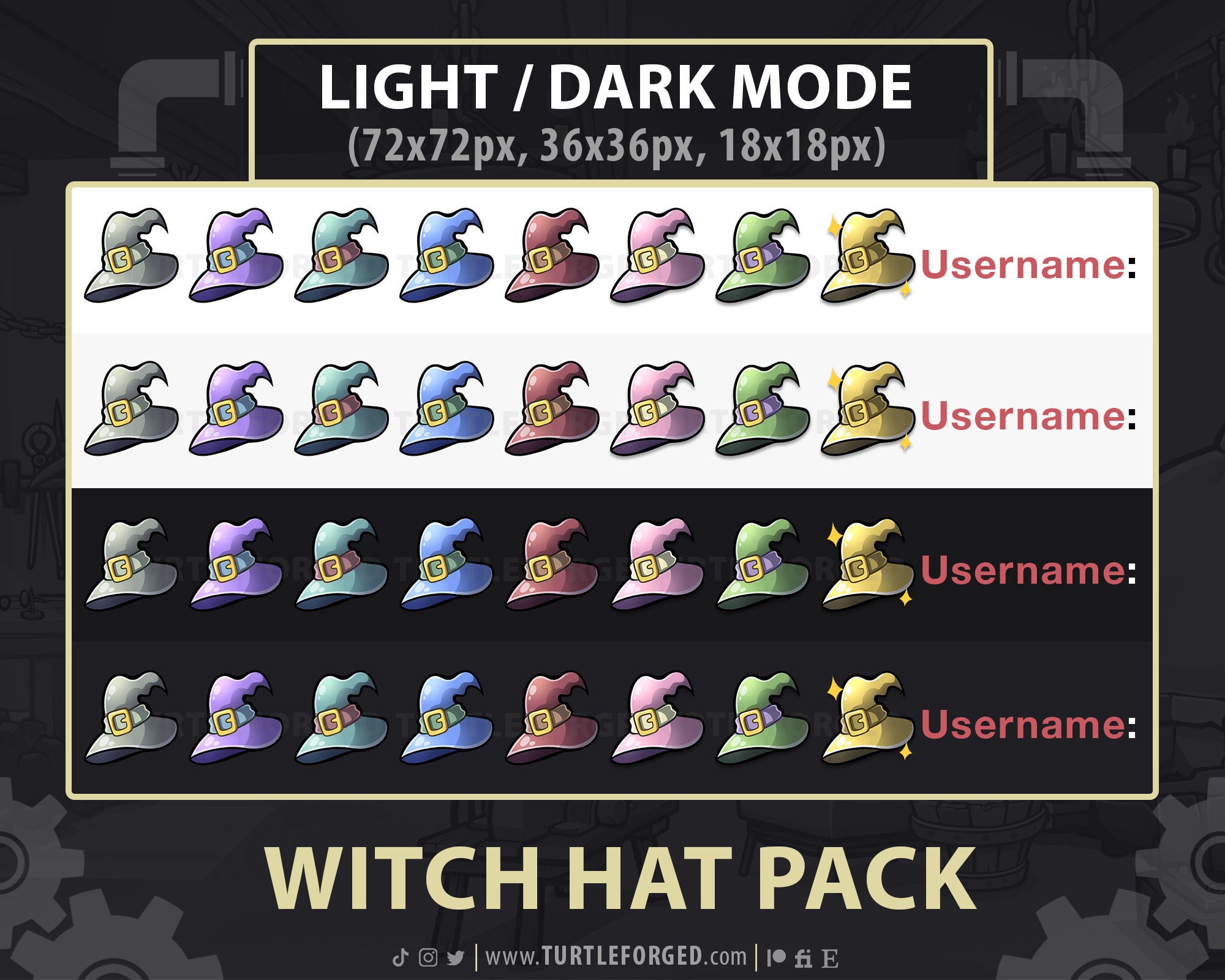 Witch Hats Subscriber/loyalty/bit Badges Cute Chibi Cartoon - Etsy