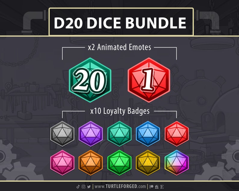 D20 Dice BUNDLE PACK | X2 Animated Emotes + X10 Subscriber Loyalty ...