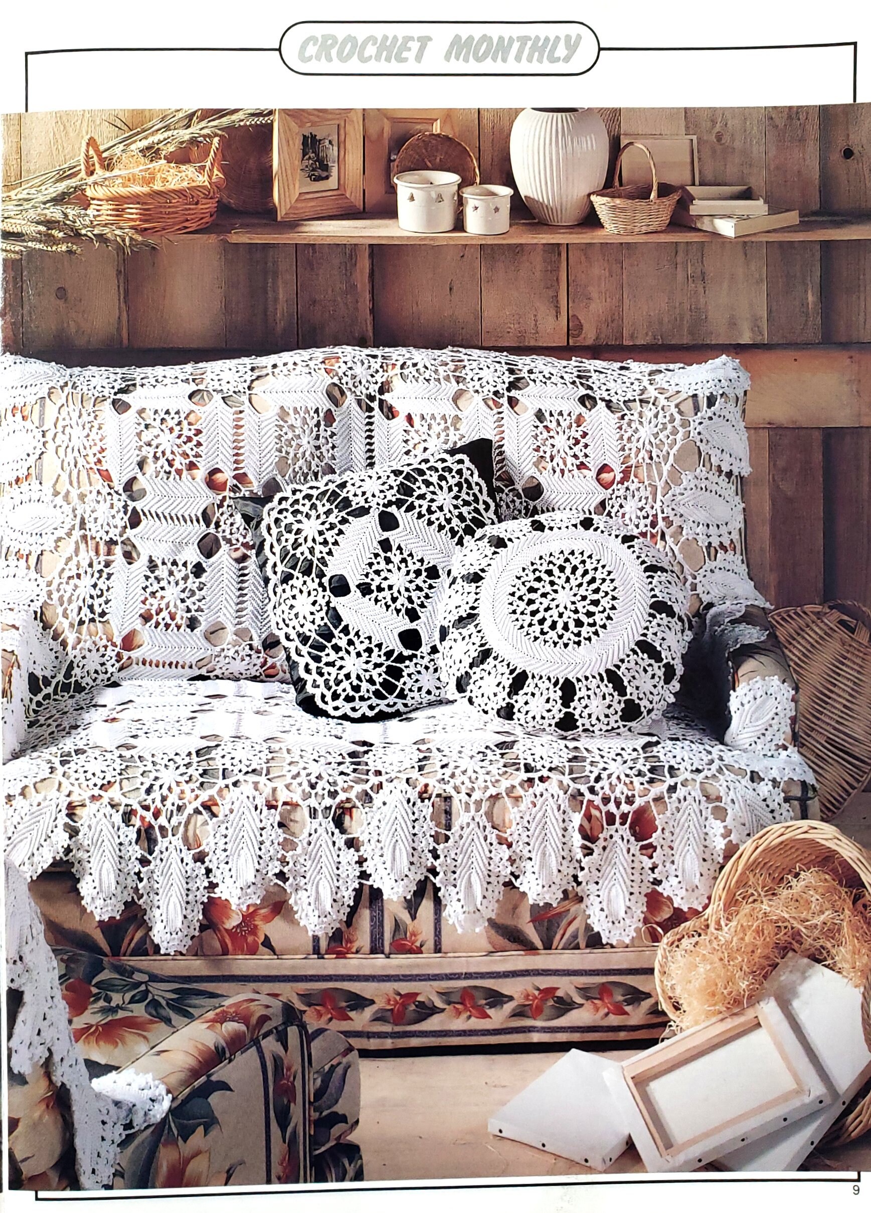 Crochet Book Featuring Couch Cover, Curtains Doilies Table Runners ...