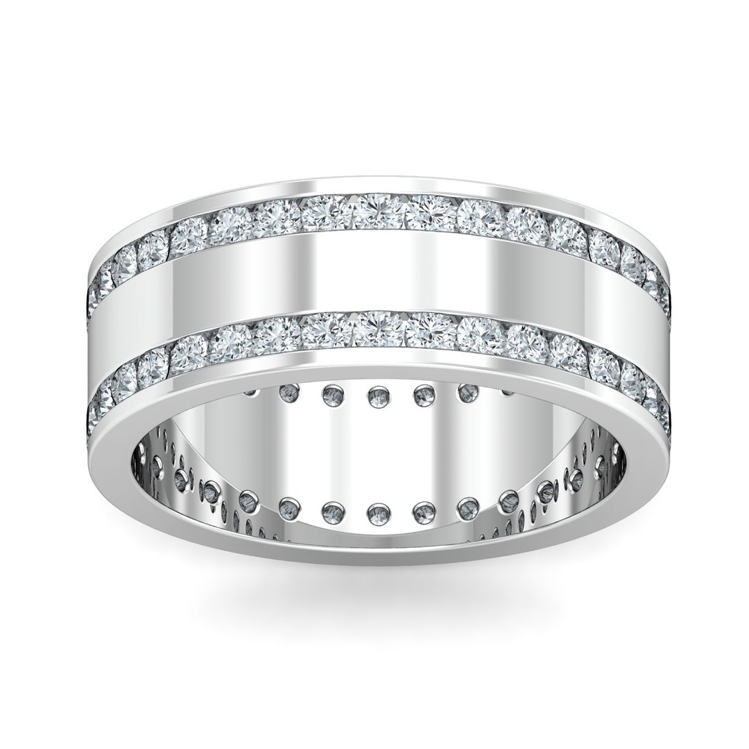 Double Line Diamond Banddiamond Ring Statement Diamond Ring - Etsy