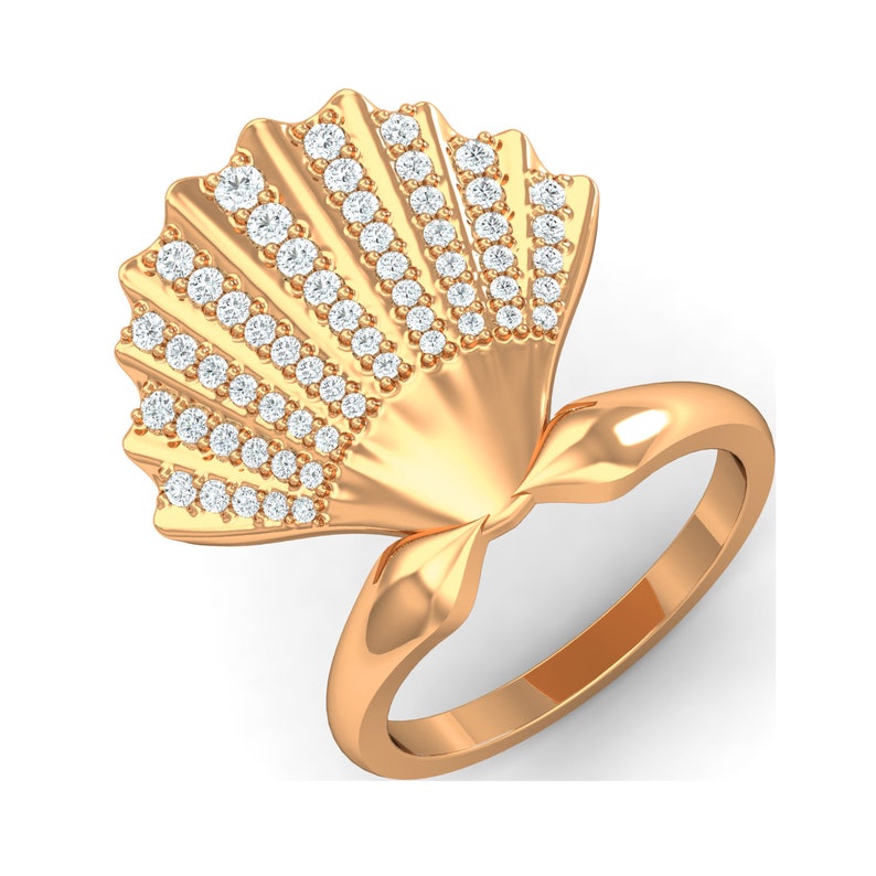 Seashell Ring Diamond Ring Anniversary Gift Statement - Etsy