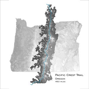 Oregon PCT Topographic Map Art Gift | Oregon Pacific Crest Trail Maps ...