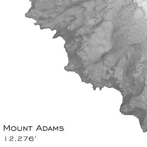Mt Adams Topographic Map Artwork | Mount Adams Art Print, Washington ...