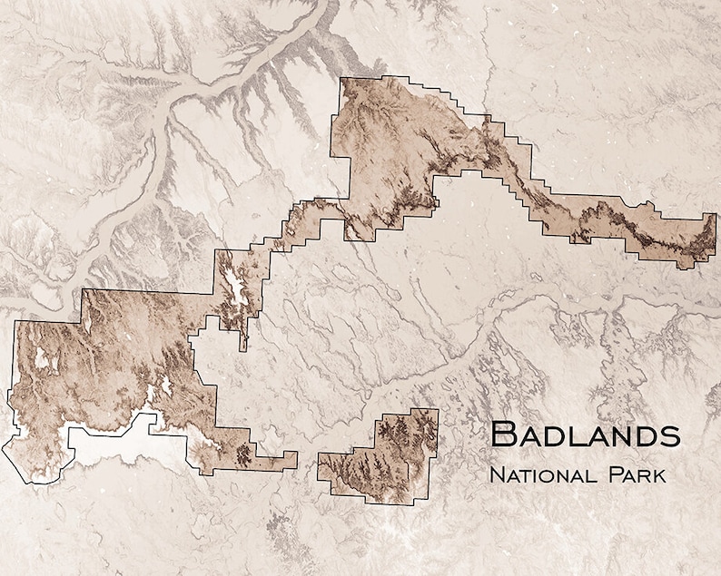 Badlands National Park Poster Map Art South Dakota - Etsy