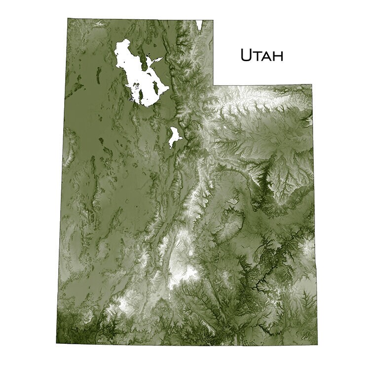 Utah Map Art Print US State Topographic Map - Etsy