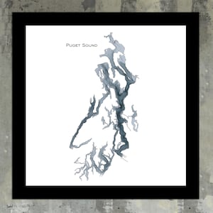 Puget Sound Map Bathymetric Depth Chart, Seattle Gifts - Etsy