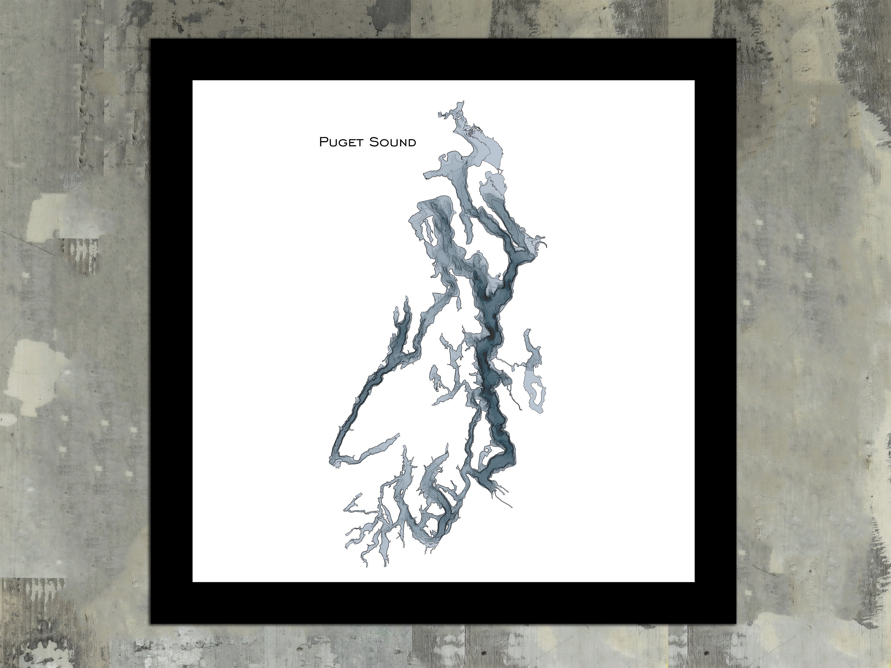 Puget Sound Map Bathymetric Depth Chart, Seattle Gifts - Etsy