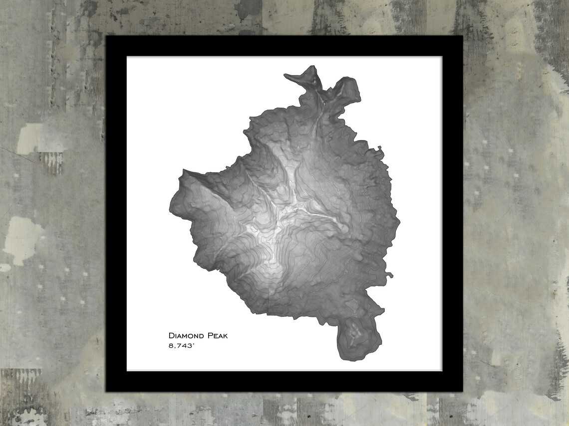 Diamond Peak Topography Map Oregon Map Art Framed Wall Art | Etsy