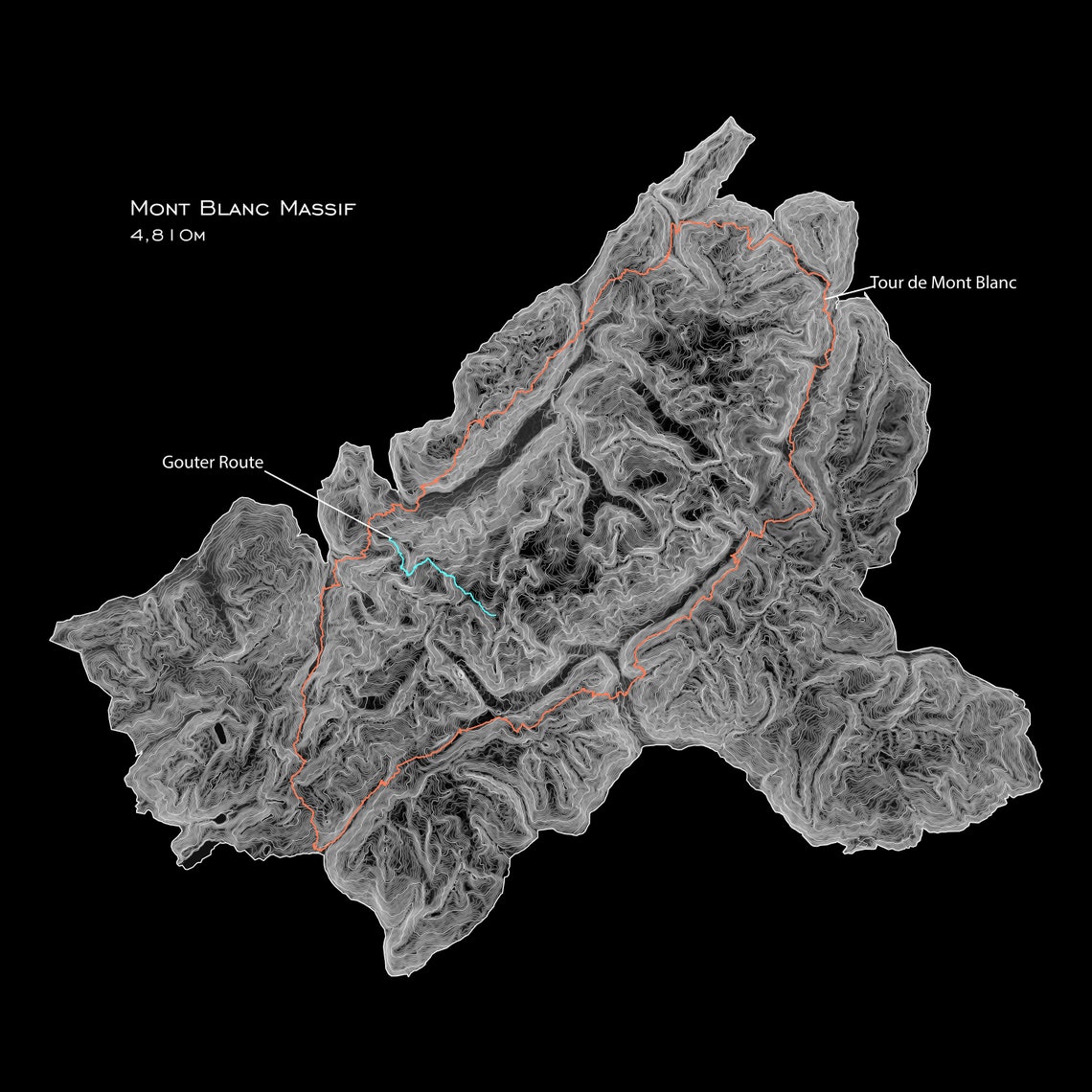 Tour Du Mont Blanc UTMB Map Art Runner Gifts. French Italian - Etsy