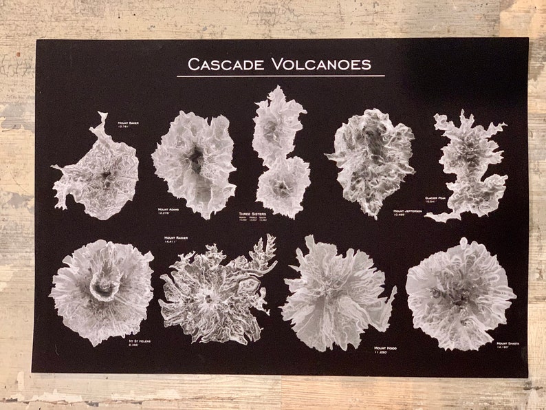 Cascade Mountain Range Topographic Map Art Print Pacific | Etsy