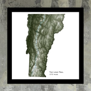 Long Trail Vermont Map | Green Mountains Print, Gift for Hiker - Etsy