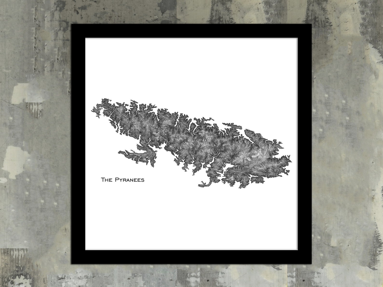 Pyrenees Map Art Print France Spain Mountains Topographic - Etsy